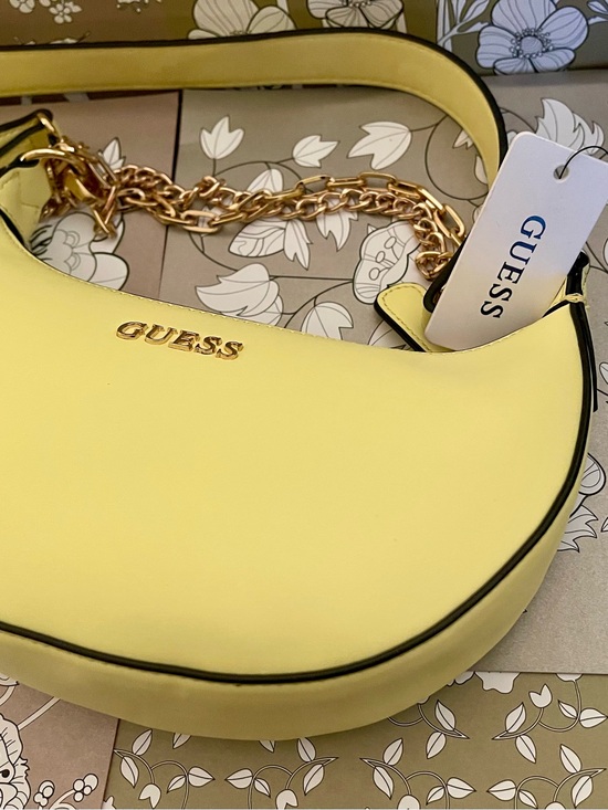 Guess | Bags | Guess Yellow Crescent Shoulder Bag With Gold Chain Nwt ...